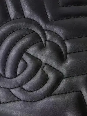 Gucci Gg Marmont Chain Wallet Matelasse Leather Mini Crossbody Bag - Black