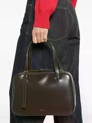 A.p.c. Contrast Stitch Leather Shoulder Bag