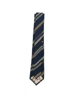 Paul Smith Striped Silk Tie - Blue