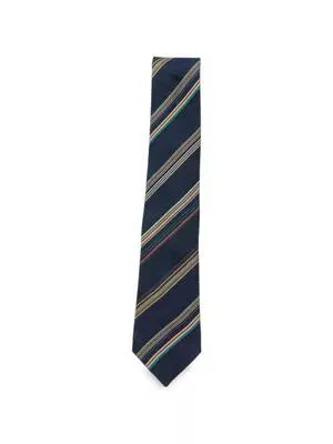 Paul Smith Striped Silk Tie - Blue