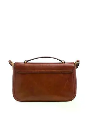 THE BRIDGE Mia Twist-lock Leather Tote Bag - Brown
