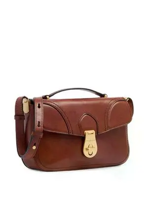 THE BRIDGE Mia Twist-lock Leather Tote Bag - Brown