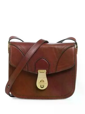 THE BRIDGE Mia Twist-lock Leather Shoulder Bag - Brown