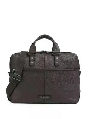 THE BRIDGE Manfredi Cartella Grained Leather Laptop Bag - Brown