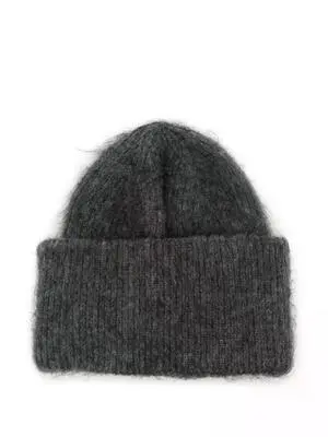 AMI Paris Logo-patch Mohair-blend Beanie Hat