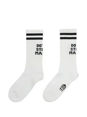 DOVER STREET MARKET Logo-intarsia Striped Socks - White