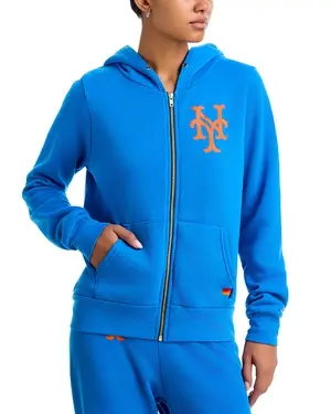 Aviator Nation Ny Mets Graphic Zip Front Hoodie - Ocean