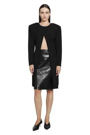 JIL SANDER Wool Sablé Top - Black