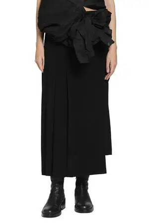 Yohji Yamamoto Pleated Wrap Skirt In Crepe De Chine