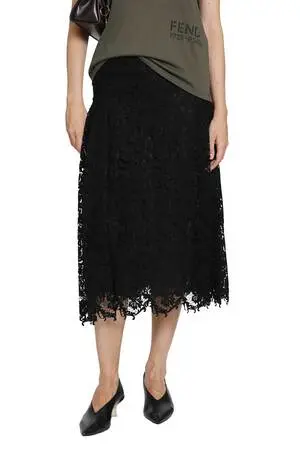Fendi Macramé Lace Flared Midi Skirt