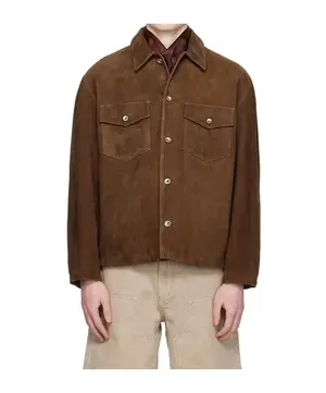 COOR Two-tone Button Suede Jacket