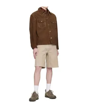 COOR Two-tone Button Suede Jacket