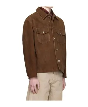 COOR Two-tone Button Suede Jacket