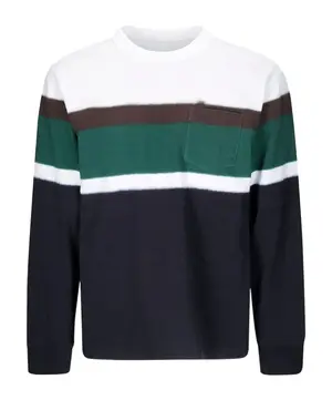 Sacai Chusen Dyed Striped Long Sleeved T-shirt