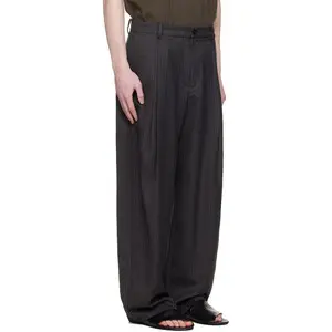 COOR Striped Wool Blend Pleated Trousers