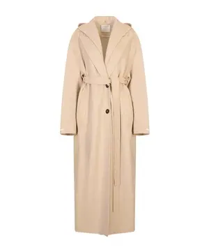 Sportmax Hooded Belted Wool Coat - Beige