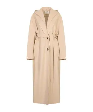 Sportmax Hooded Belted Wool Coat - Beige
