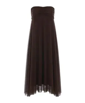 TWINSET Strapless Tulle Midi Dress