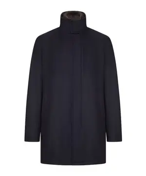 Herno High-neck Long-sleeve Coat - Navy Blue
