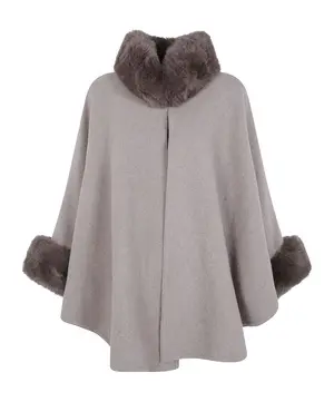 TWINSET Faux-fur Trimmed High-collar Coat - Gray