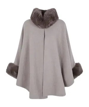 TWINSET Twinset Faux Fur Trimmed High Collar Cape