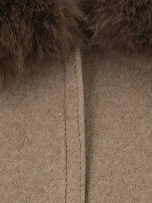 TWINSET Faux Fur Trimmed High Collar Cape - No
