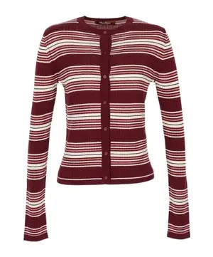 Max Mara Piombo Striped Ribbed-knit Cardigan