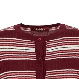Max Mara Piombo Striped Ribbed-knit Cardigan