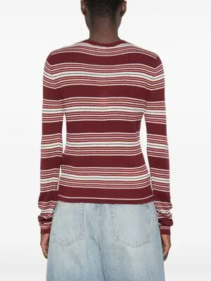 Max Mara Striped Ribbed-knit Cardigan - Brown