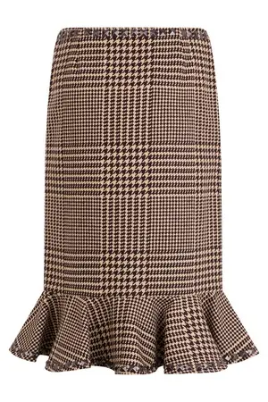 Giuseppe Di Morabito Houndstooth Ruffled Midi Skirt