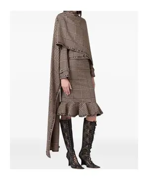 Giuseppe Di Morabito Houndstooth Ruffled Midi Skirt
