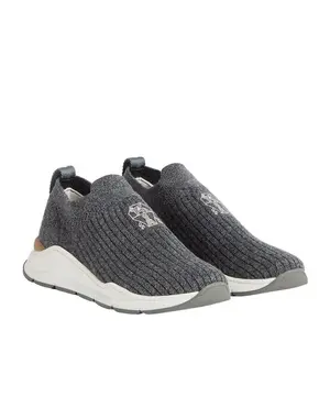 Brunello Cucinelli Embroidered Logo Slip-on Sneakers