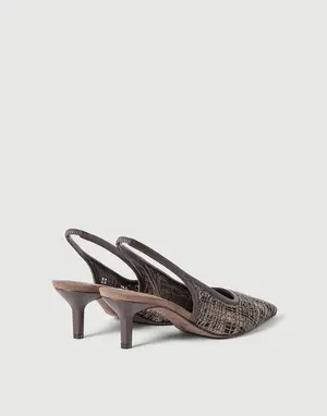 Brunello Cucinelli Suede City Heels With Precious Check Embroidery