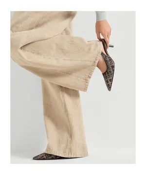 Brunello Cucinelli Suede City Heels With Precious Check Embroidery
