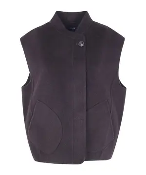 Soeur Sleeveless Wool Casual Jacket - Black
