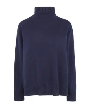 Soeur High-neck Knit Sweater - Navy Blue