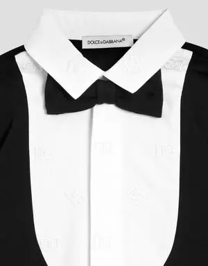 Dolce & Gabbana Interlock Romper With Embroidered Bow Tie