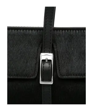 ELLEME PARIS Calf Leather Pony Hair Foldover Top Bag