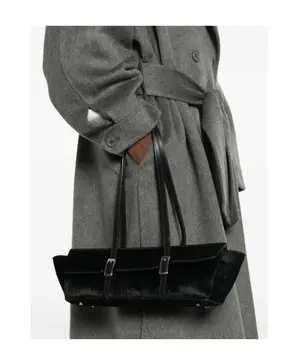 ELLEME PARIS Calf Leather Pony Hair Foldover Top Bag