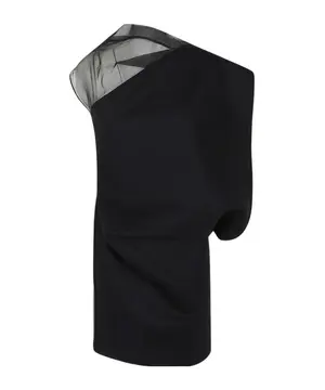 Sportmax Asymmetrical Mesh Panel Dress