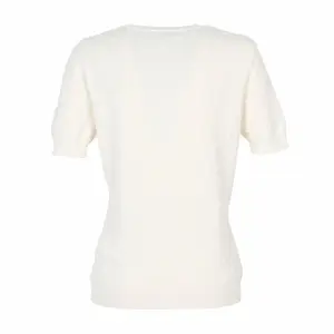 Max Mara Short-sleeved Knit Top With Ribbed Collar - White