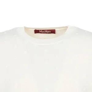 Max Mara Short-sleeved Knit Top With Ribbed Collar - White