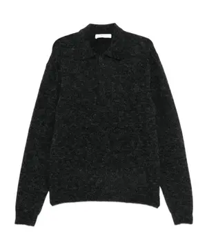 SUNFLOWER Long-sleeved Knitted Polo Shirt - Grey