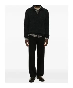 SUNFLOWER Long-sleeved Knitted Polo Shirt - Grey