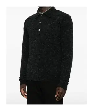 SUNFLOWER Long-sleeved Knitted Polo Shirt - Grey