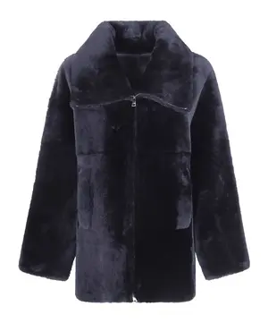 BLANCHA Zip-up Fur Jacket - Black