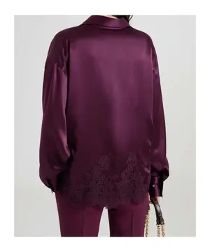 Ermanno Scervino Silk Satin Shirt With Lace Hem