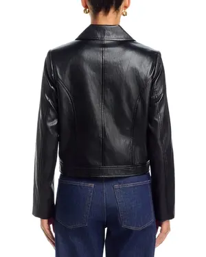 T Tahari Faux Leather Snap Front Jacket