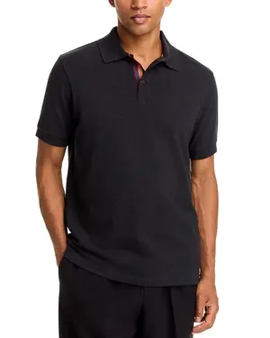 Paul Smith Stripe Placket Cotton Polo Shirt - Black