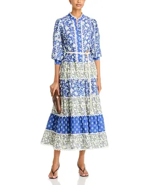 LAYERED WITH LOVE L'oire Cotton Mixed Print Maxi Dress